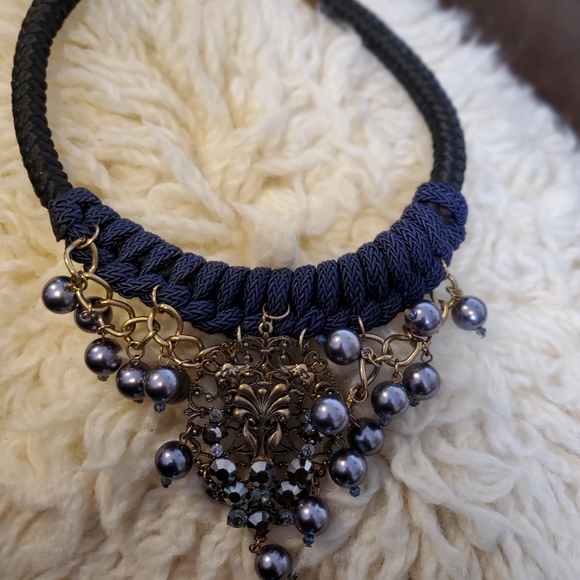Jewelry | Elegant Necklace Navy Rope Bluegray Pearls | Poshmark